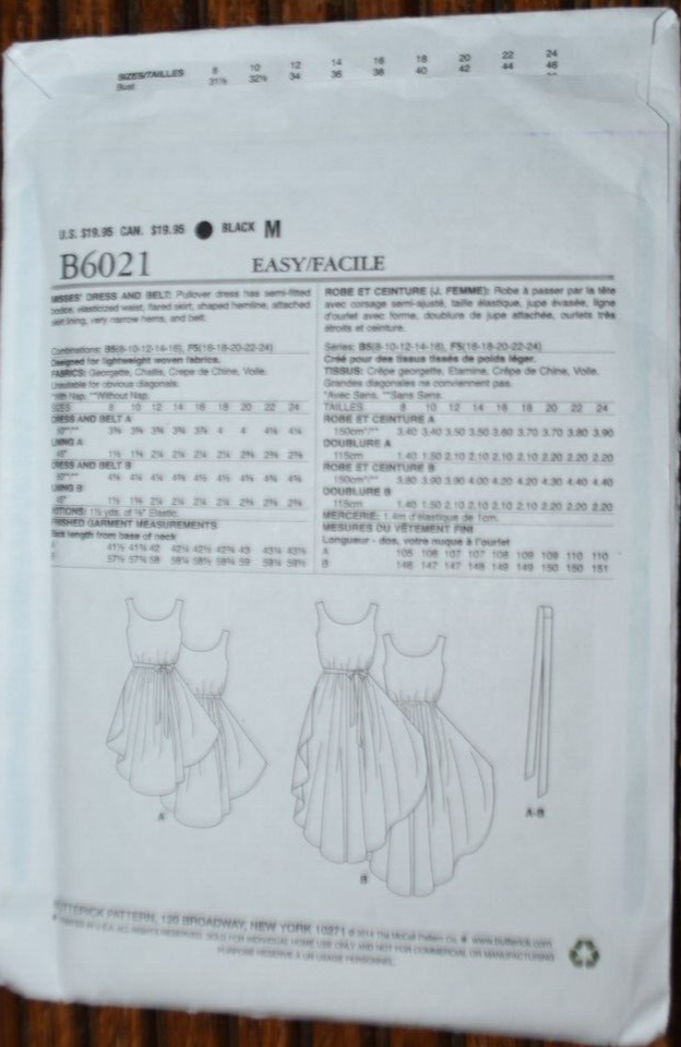 BUTTERICK PATTERN 6021 DRESSES BELT MISSES SIZES 8 10 12 14 16 UNCUT | eBay