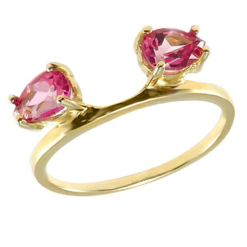 Wrap Guard Enhancer Ring 10k Solid Yellow Gold in Simulated Pear Pink ...