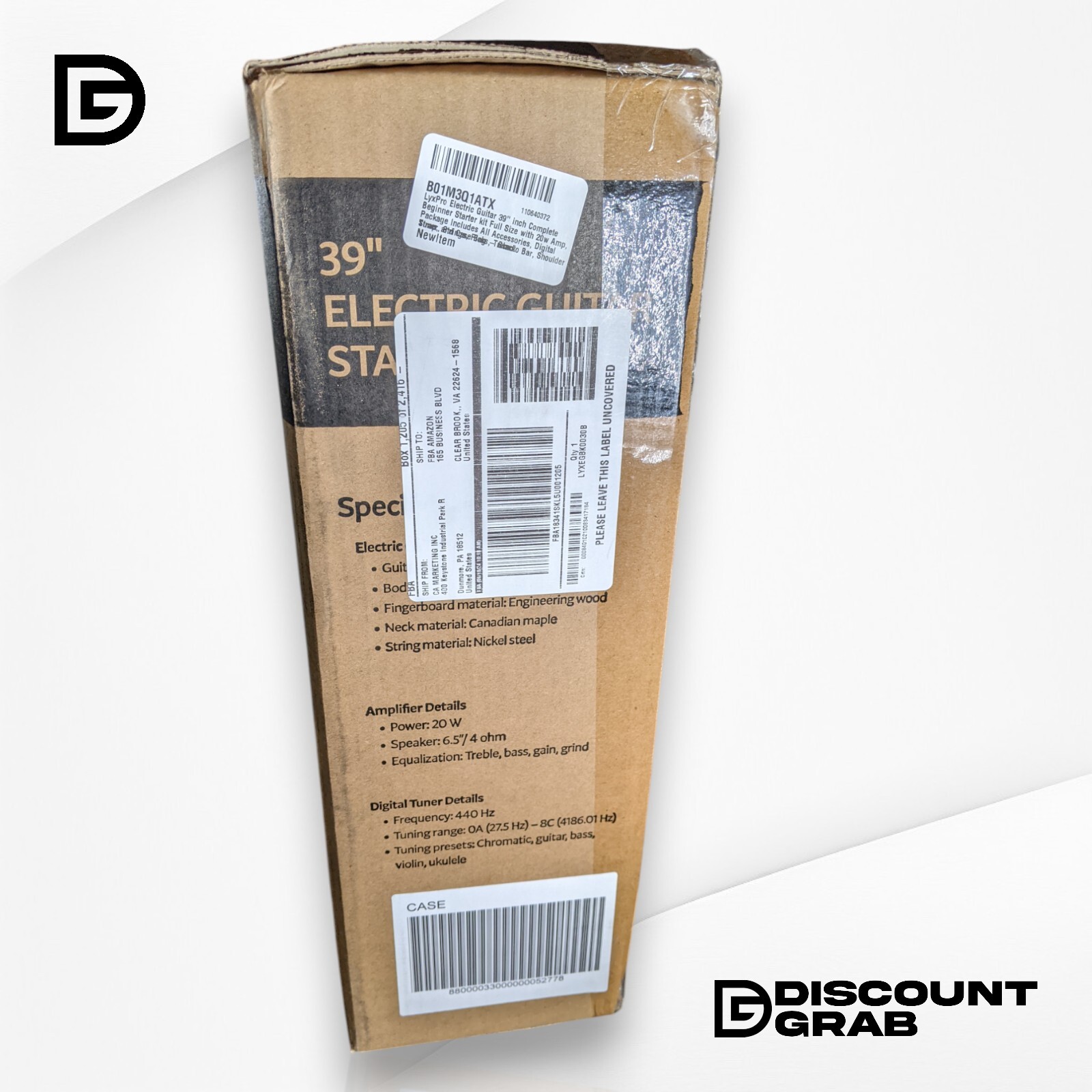 LyxPro EGBK0030B 20w Amp 39" Electric Guitar - Black (Complete Beginner ...