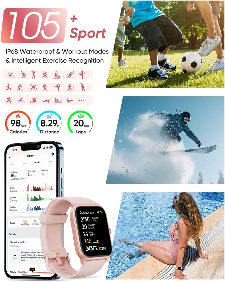 Smart Watch for Women Alexa Built-in Waterproof Fitness Calls for ...