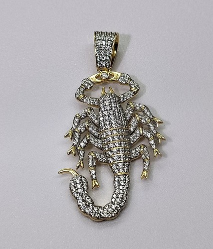 3Ct Round Lab-Created Diamond Mens Scorpion Charm Pendant 14k Yellow ...