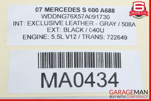 07-14 Mercedes CL600 S600 5.5L V12 Exhaust Manifold Gasket 2751421080 ...
