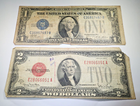 Lot 1928 $2.00 $1.00 Red Seal Silver Certificate US Note Bills Funny ...