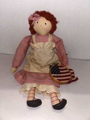 Primitive Style Handmade Raggedy Ann, Betsy Ross Looking Patriotic Doll ...