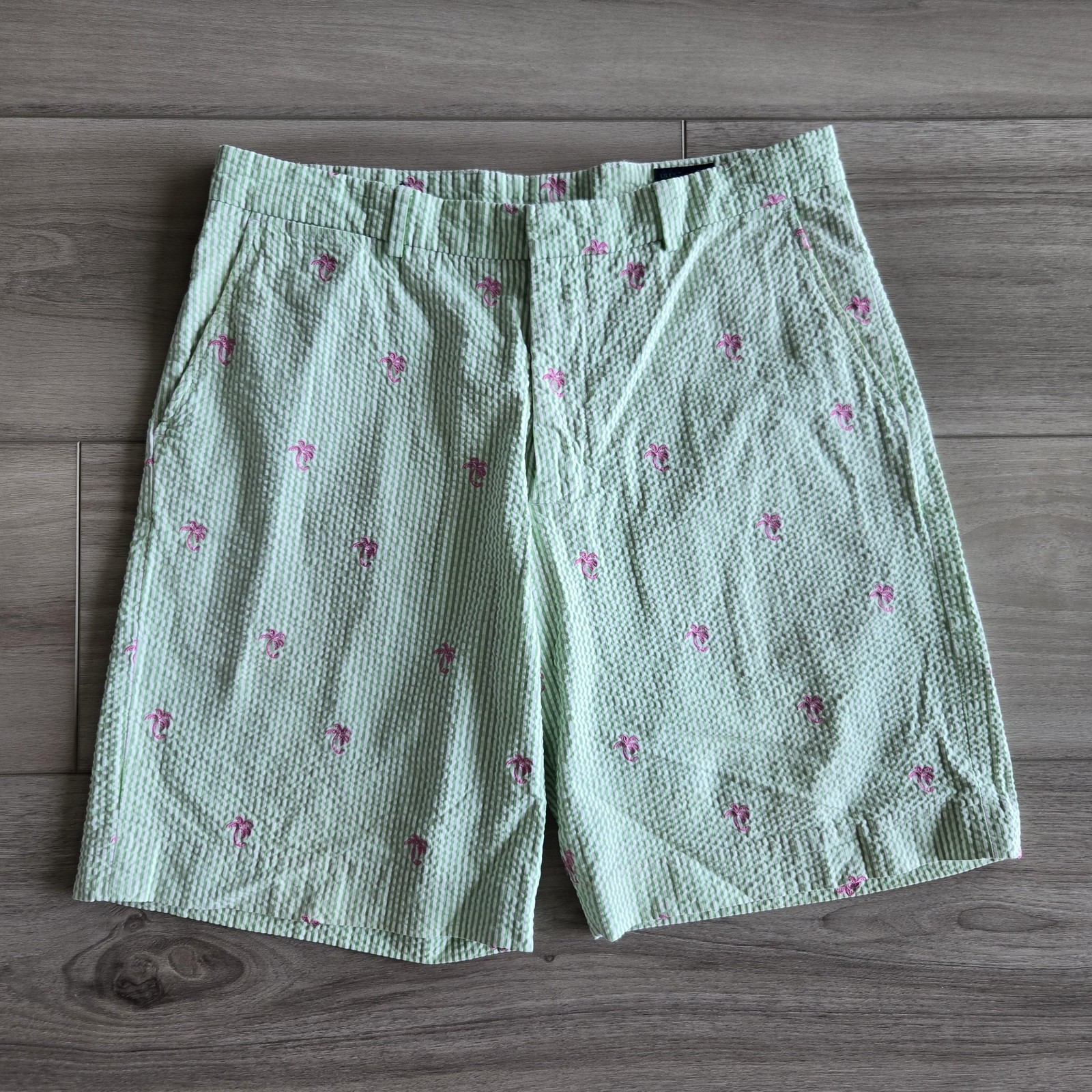 Lilly Pulitzer Shorts Mens 34 Everglades Palm Seersuc… - Gem