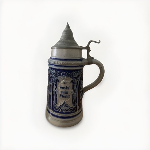 German Blue Tankard Barware Decorative Collectible Lidded Beer Stein | eBay
