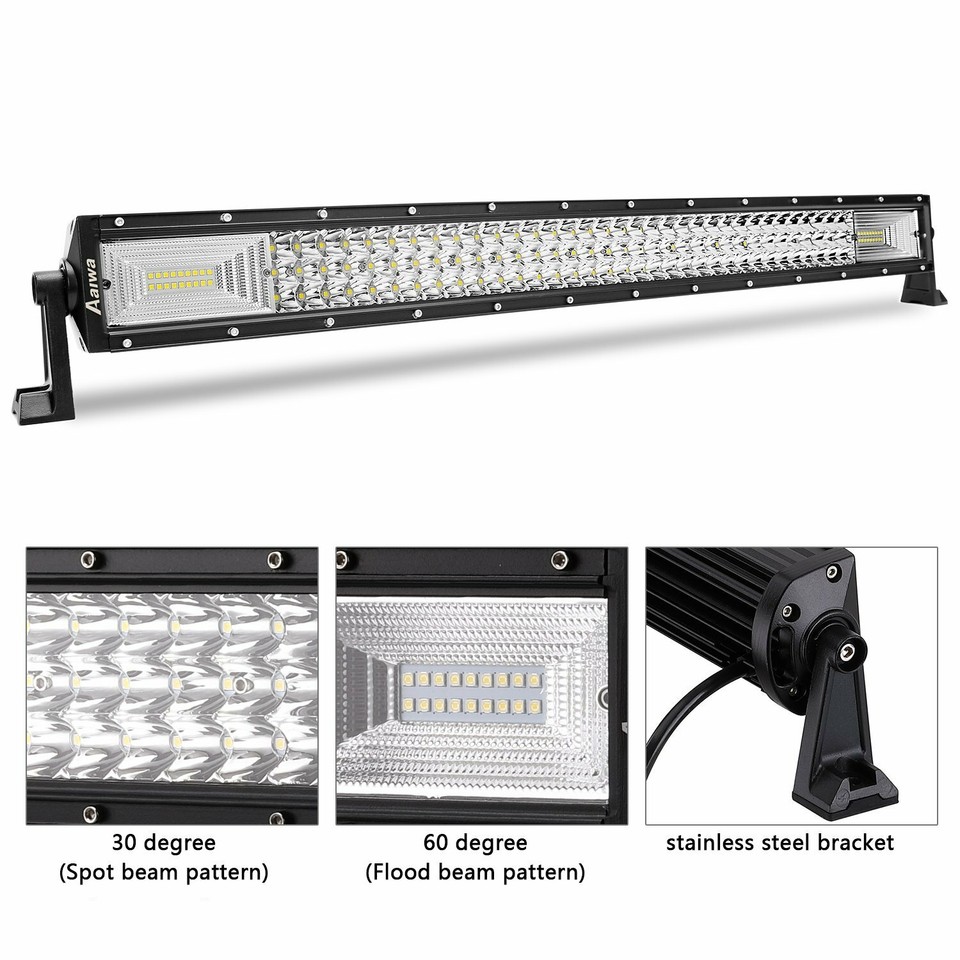 32 Inch LED LIGHT BAR Tri Row Spot Flood Combo Truck Offroad 4WD ATV ...
