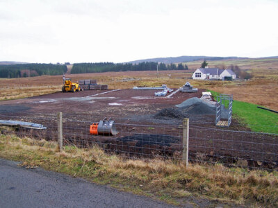 Photo 6x4 New Barn Borve/NG4448 Stacked building materials and a ...