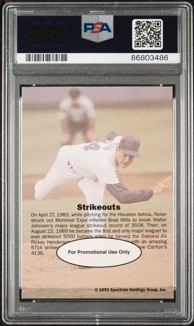 1993 Spectrum Nolan Ryan Strikeouts Career Records Promo PSA 8 - POP 8 ...