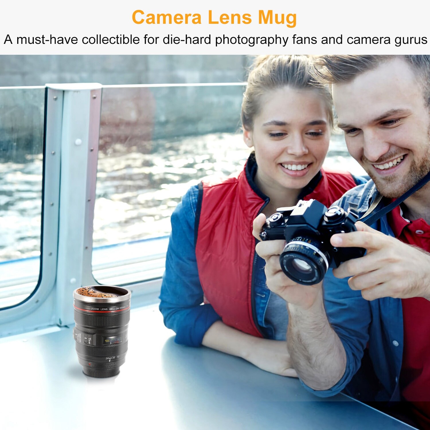 Camera Lens Coffee Mug Cup 24-105 Travel Stainless Steel Leakproof Lid ...