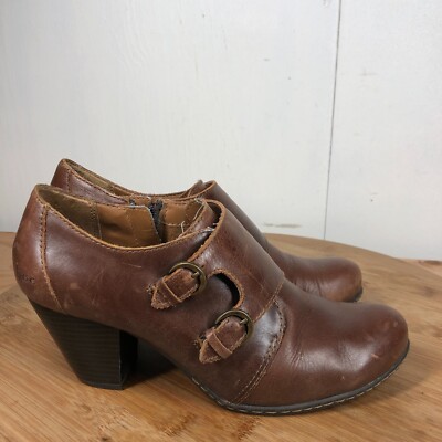 Born BOC Shoes Womens 8 Ankle Boots Brown Leather Heels Classic Casual ...