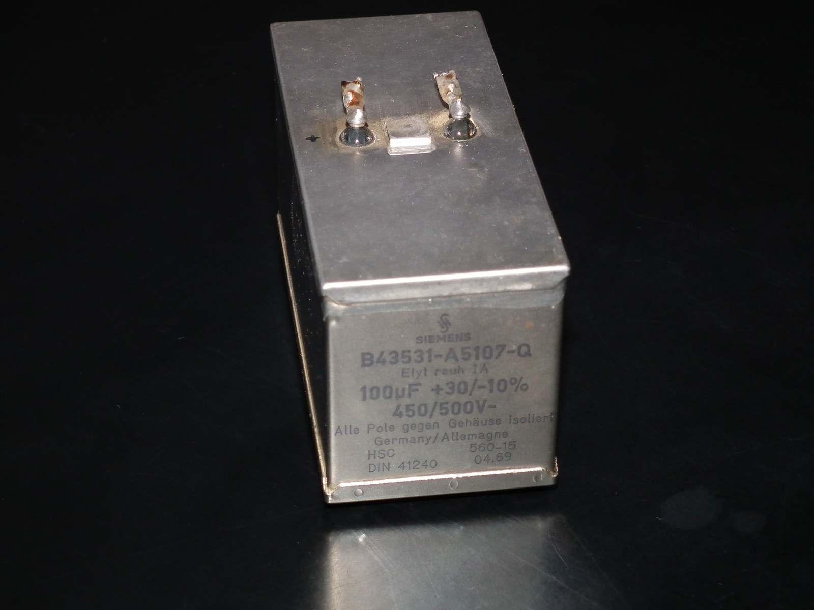 Siemens Klangfilm Electrolytic capacitor 100uF 500V Glass end seal | eBay
