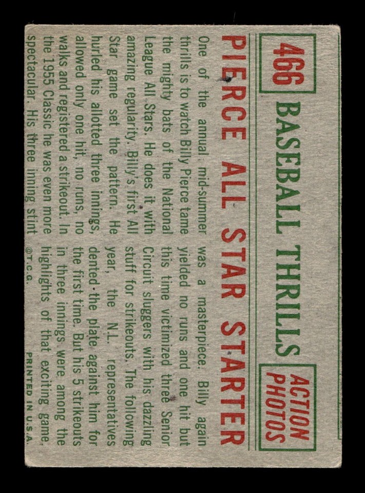 1959 Topps #466 Pierce All Star Starter White Sox VG *7j | eBay