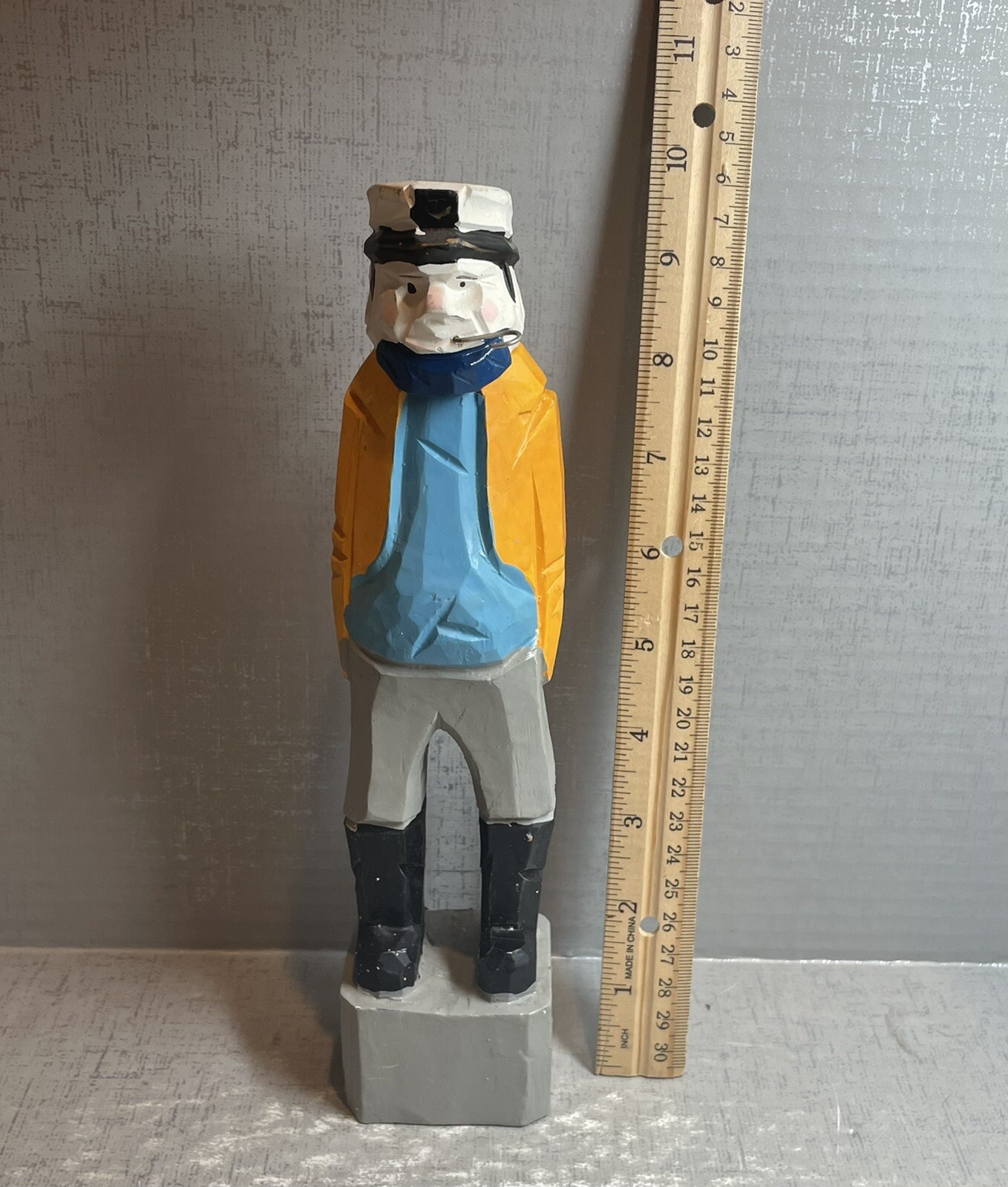 Vintage Hand Carved 10" Wooden Sailor Captain Fisherman Nautical Figure ...