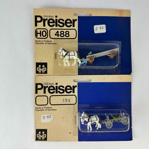 Vintage Preiser Lot Miniature HO Horse Drawn Carriage & Figures #488 | eBay