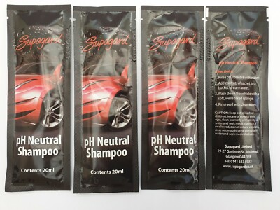 4 x 20ml SUPAGARD pH Neutral SHAMPOO sachets - to clear at £6.99 - don ...