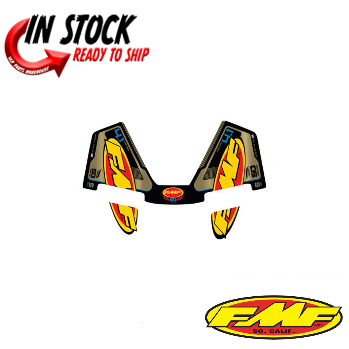 FMF RACING EXHAUST REPLACEMENT DECAL 50TH GOLD FACTORY 4.1 MUFFLER ...