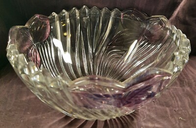 Vintage Cut Lead Crystal Glass Candy Dish Sawtooth & Purple Leaves | eBay