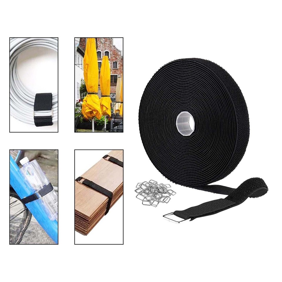 Hook and Loop Straps Black Multipurpose for Organizer or Storage Cable Ties | eBay UK
