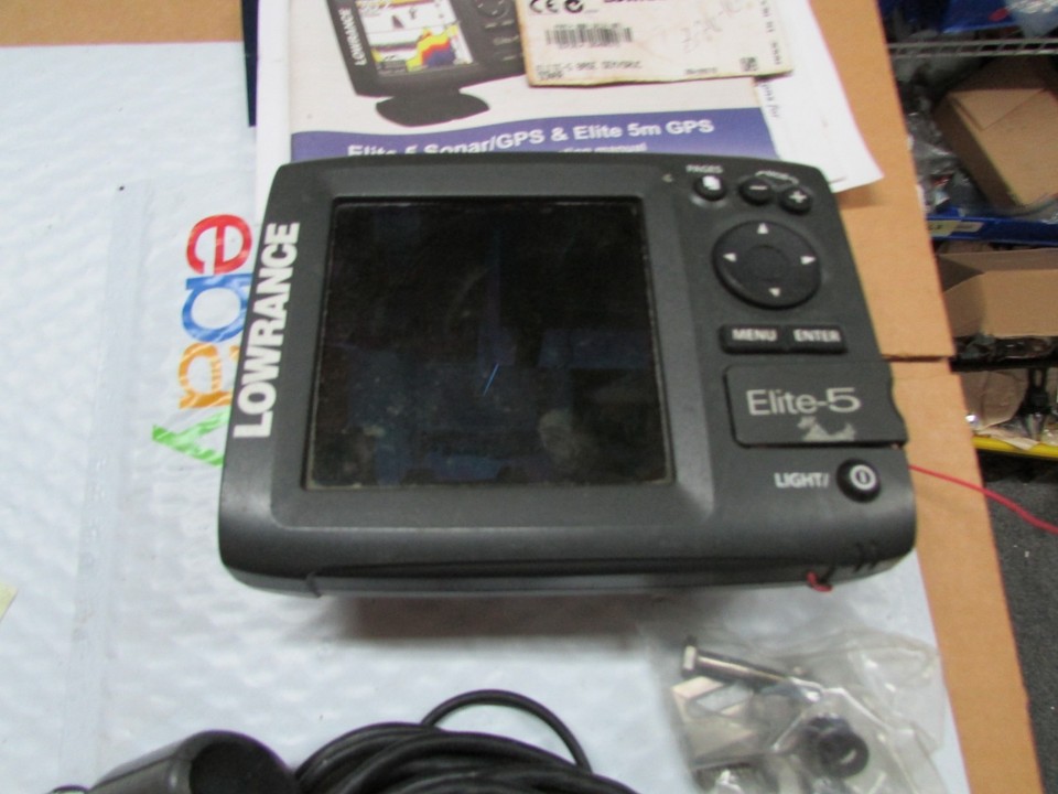 Lowrance Elite-5 DSI Fishfinder GPS Head Unit Only Untested For Parts ...