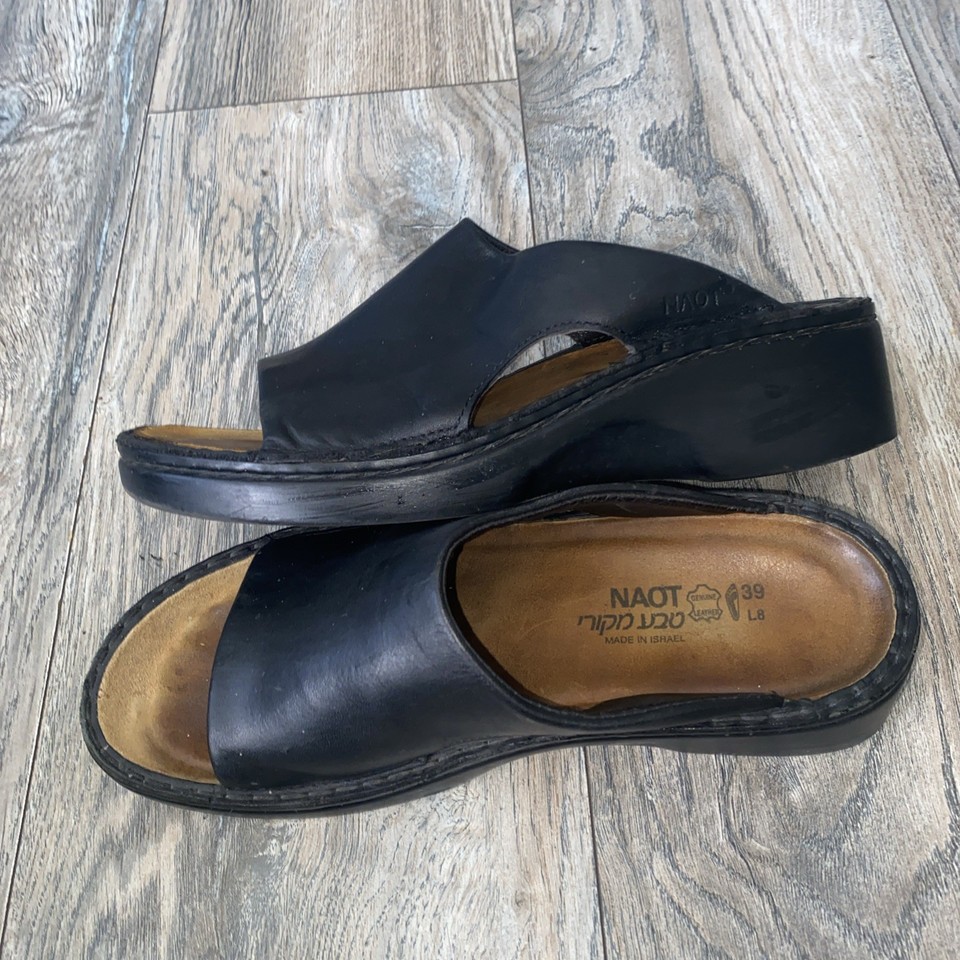 Naot Rome Sandals Womens 39 US 8.5 Leather Slides Wedge Slip On | eBay