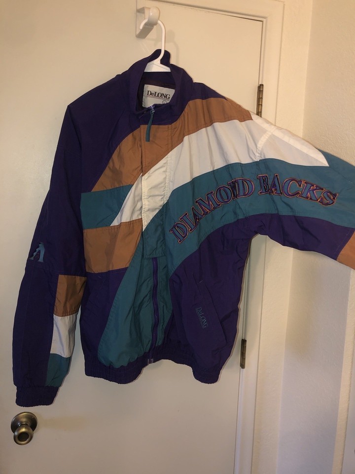 Vintage Arizona Diamondbacks Jacket Sz L MLB DeLong Wind Rain Logo ...