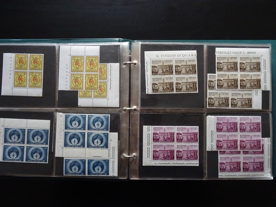 ITALIA GRANDE LOTTO DI FRANCOBOLLI NUOVI MNH** IN QUARTINE ANNI 60/70 ...