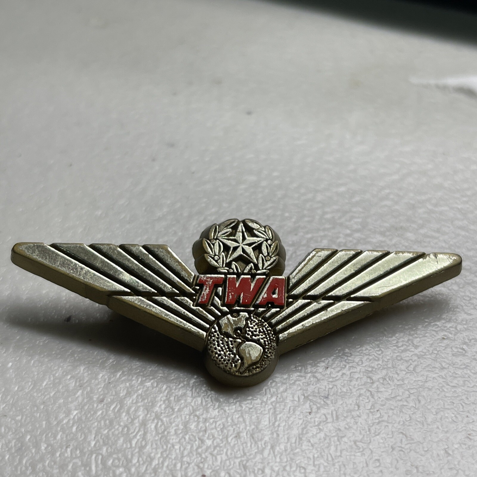 Vintage TWA Airlines Wings Gold Plastic Pin Stoffel Seals Tuckahoe NY ...