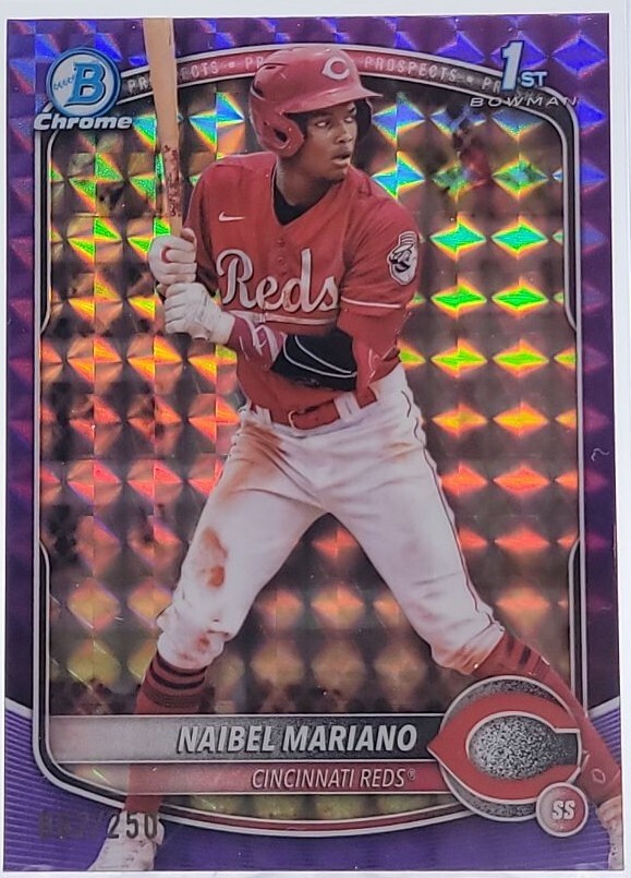 2025 Bowman - Chrome Prospects Naibel Mariano #BCP-99 Purple Geometric ...