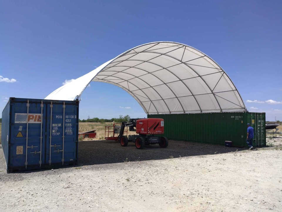 Ping Container Canopy Shelter 20'X20',11Oz Pe White Industrial Steel | eBay