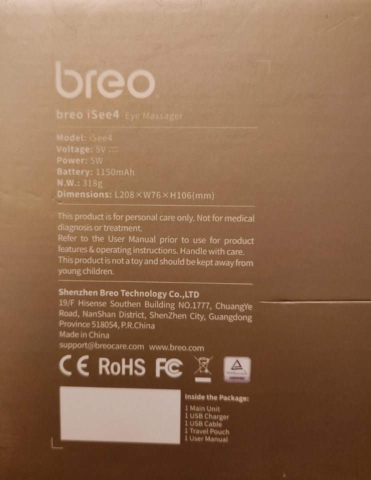 Breo iSee4 Eye Massager, Electric Eye Mask with Heat, Temple Massage ...