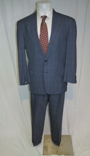 Domenico Spano x Bergdorf Goodman Blue POW Plaid Two Button Suit 42R | eBay
