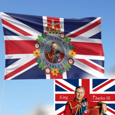 New King Charles III Flag 5x3ft Ascend United Kingdom King Celebration ...