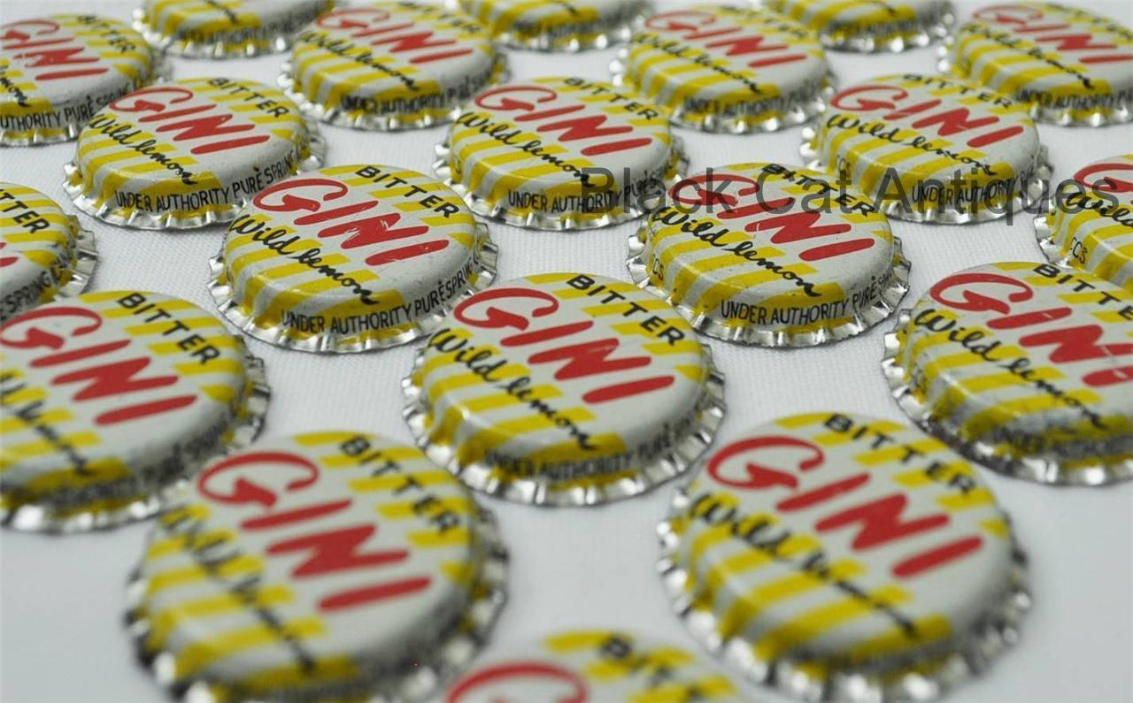 Lot of 100 BITTER GINI WILD LEMON Vintage Unused Soda Crown Crowns Caps ...