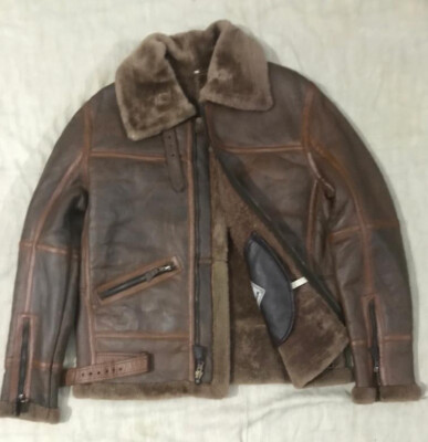 B3 RAF Brown Mens Bomber Flying Aviator Fur Irvin Real Shearling ...