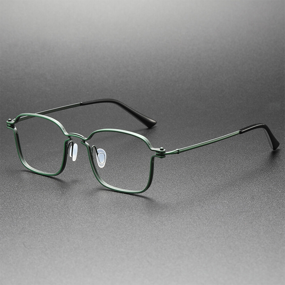 49mm Men Women Pure Titanium Glasses Frame Rectangle Retro Eyeglasses ...