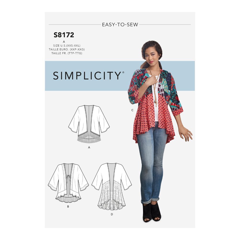NEW Simplicity Pattern S8172 Misses' Fashion Kimonos with Length ...