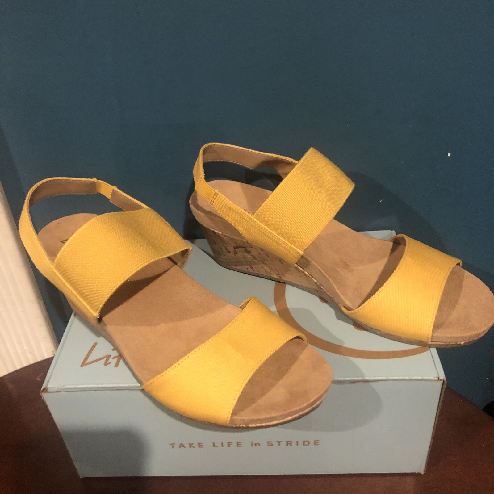 Life Stride Soft System Women's Cork wedge Sandal yellow new Maldives ...