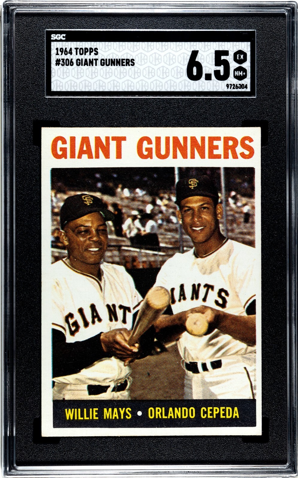 Willie Mays/Orlando Cepeda 1964 Topps Giant Gunners Card- SGC Graded 6. ...