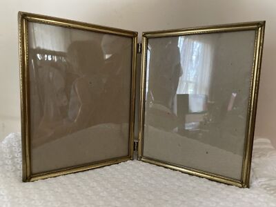 Vintage MCM Ornate Gold Tone Metal Bi-Fold Double 8x10 Hinged Picture ...