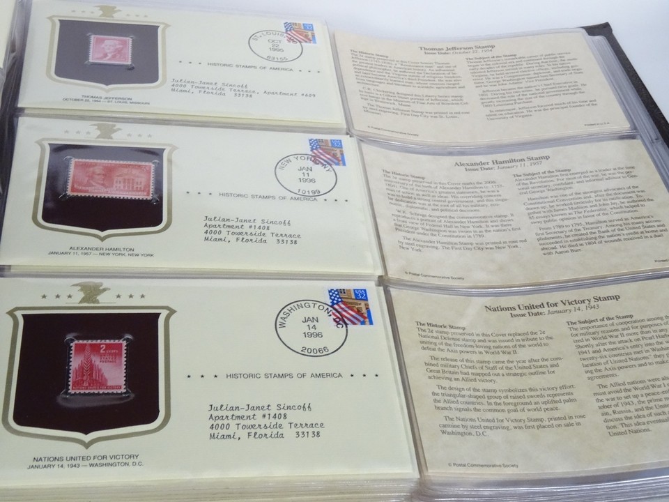 HISTORIC STAMPS OF AMERICA; POSTAL COMMEMORATIVE SOCIETY STAMP ...