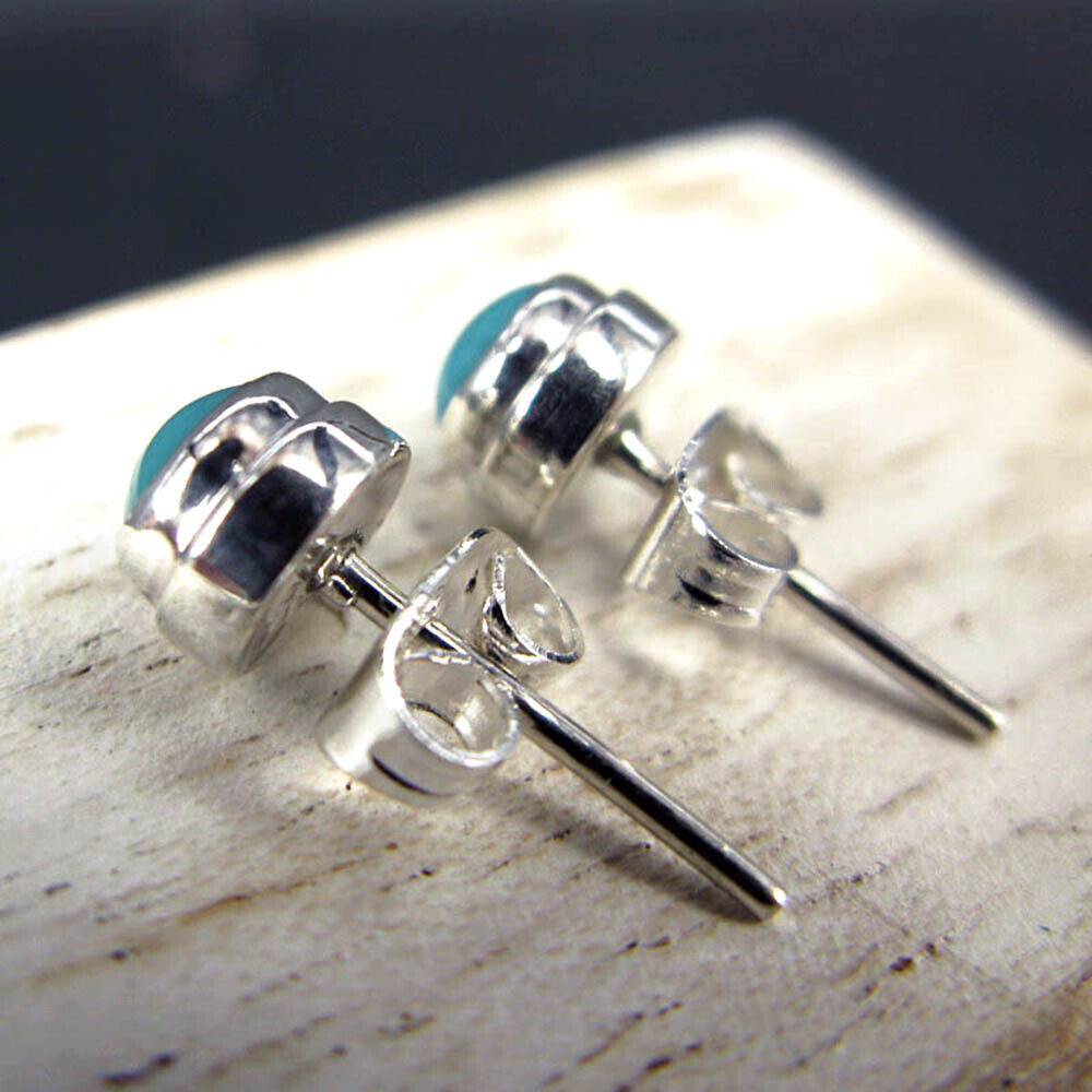 925 Sterling Silver Natural Turquoise Small Earrings Studs Jewelry ...