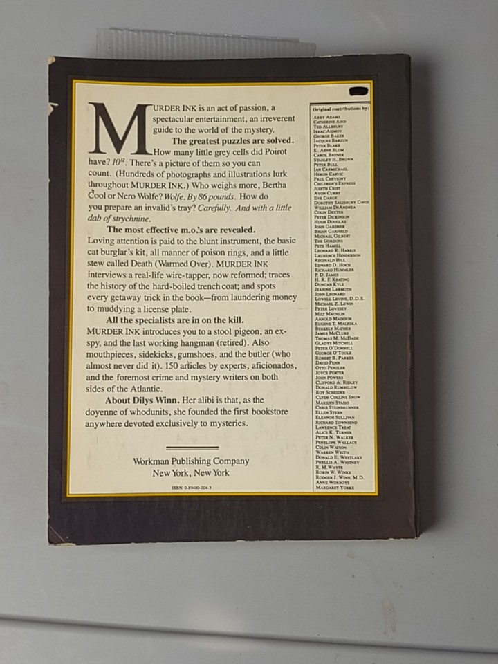Murder ink: The mystery readers companion - Hardcover - GOOD101323 ...
