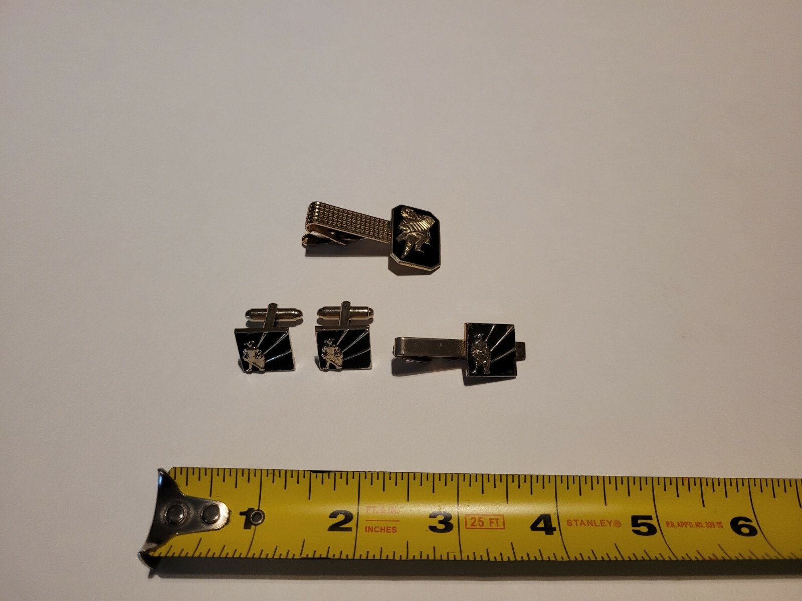 Vintage Medieval Knight Cufflinks & Tie Clip + Accord… - Gem
