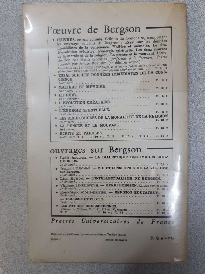 Essay Auf Angabe Sofortige von Der Bewusstsein Henri Bergson Zustand Correct | eBay