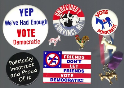 DEMOCRATIC PARTY CAUSE & SLOGAN VINTAGE BUTTON COLLECTION | eBay