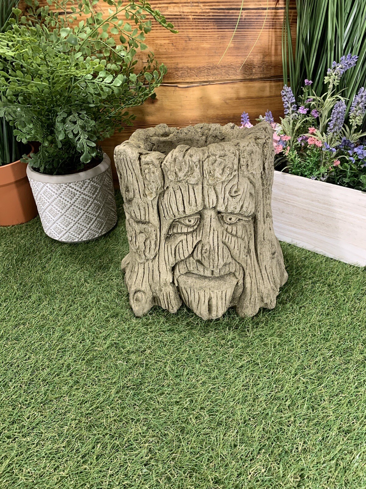STONE GARDEN TREE GREEN MAN PLANTER PLANT POT CUTE ORNAMENT | eBay UK