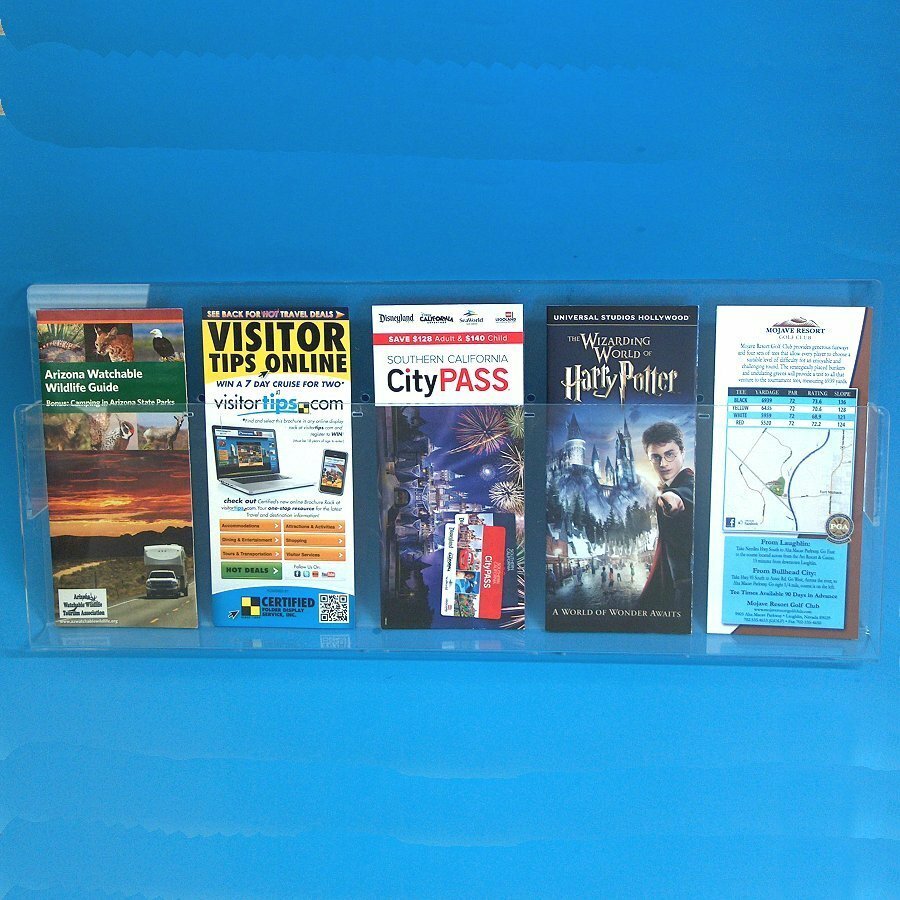 K552P Clear Acrylic 5-Pocket Wall Brochure/Flier Display 23"x9.75" Plexi Lucite | eBay