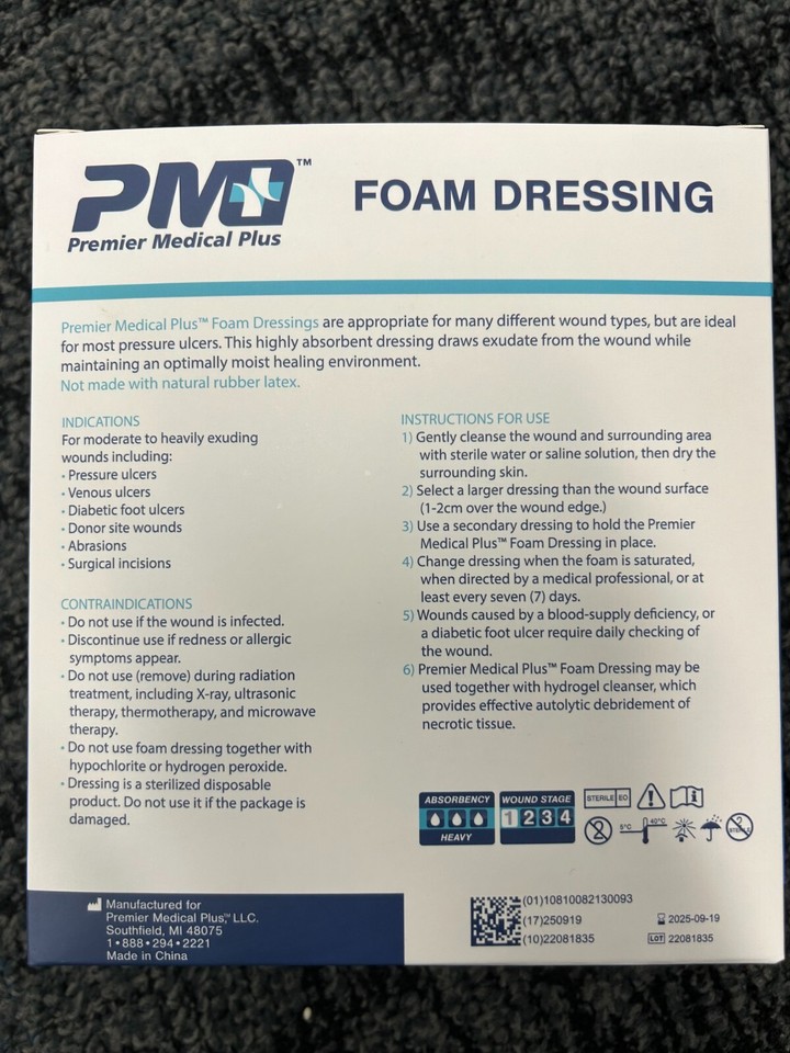 PMP Foam Wound Care Dressing 6x6 Box of 10 BB 9/25 | eBay