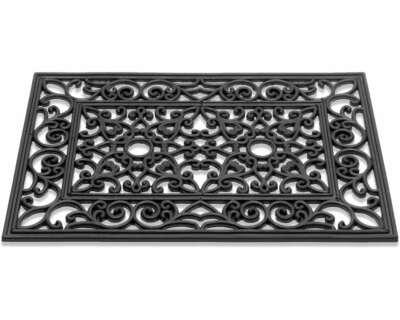 Fußmatte Outdoor Gummi wetterfest Gusseisenoptik Ornamente rechteckig ...